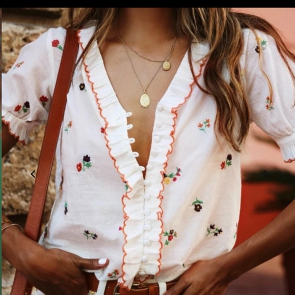 Sezane | Tops | Iso Andrea Sezane Embroidered Blouse | Poshmark